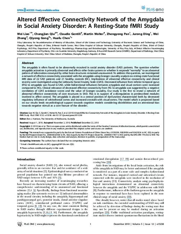 (PDF) Altered effective connectivity network of the amygdala in social ...