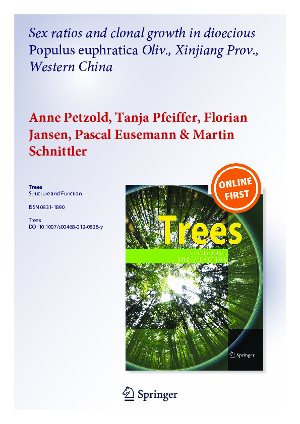 Pdf Sex Ratios And Clonal Growth In Dioecious Populus Euphratica Oliv