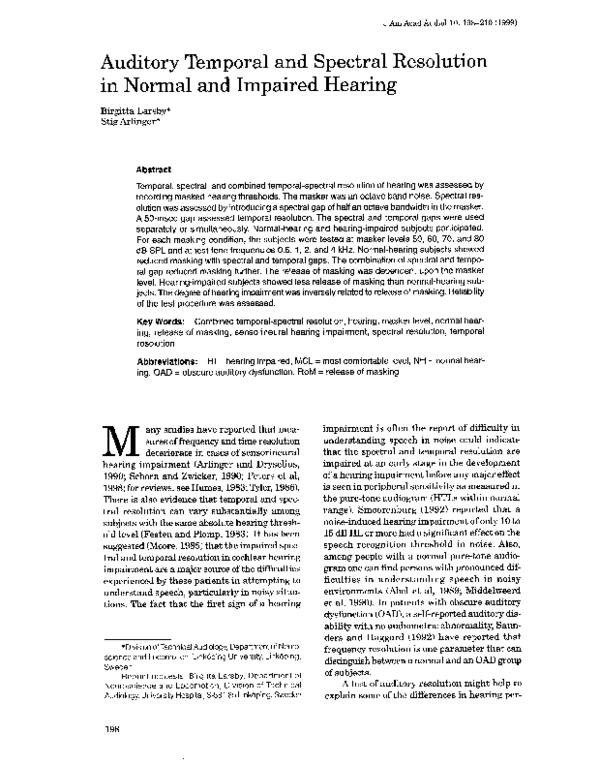 (PDF) Auditory temporal and spectral resolution in normal and impaired ...