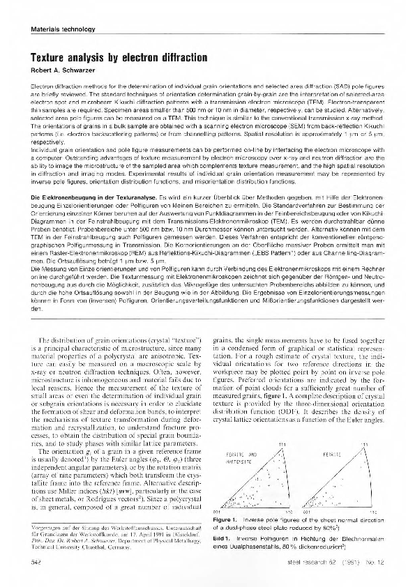 (PDF) Texture analysis by electron diffraction