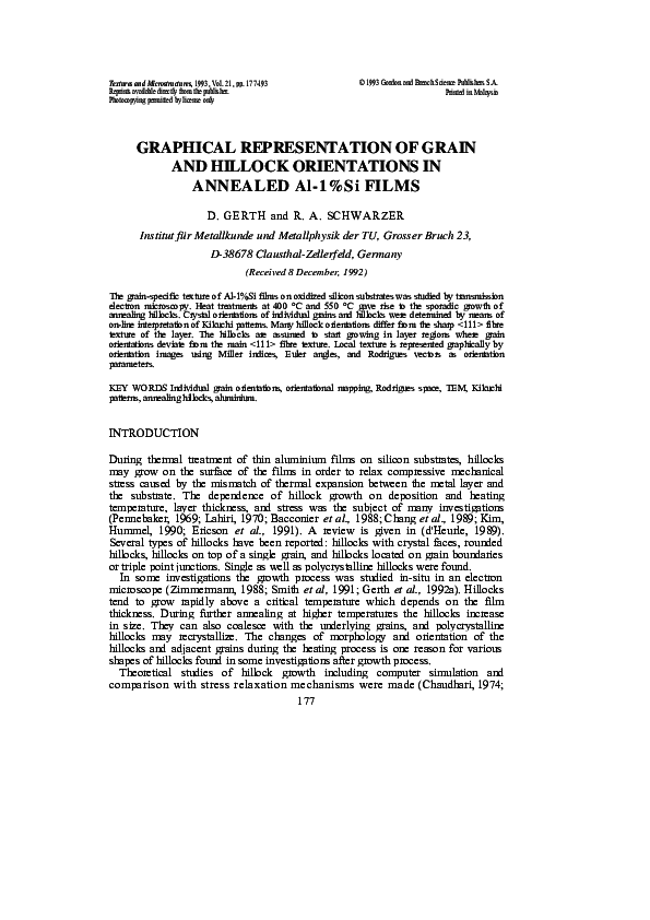 (PDF) GRAPHICAL REPRESENTATION OF GRAIN AND HILLOCK ORIENTATIONS IN ...