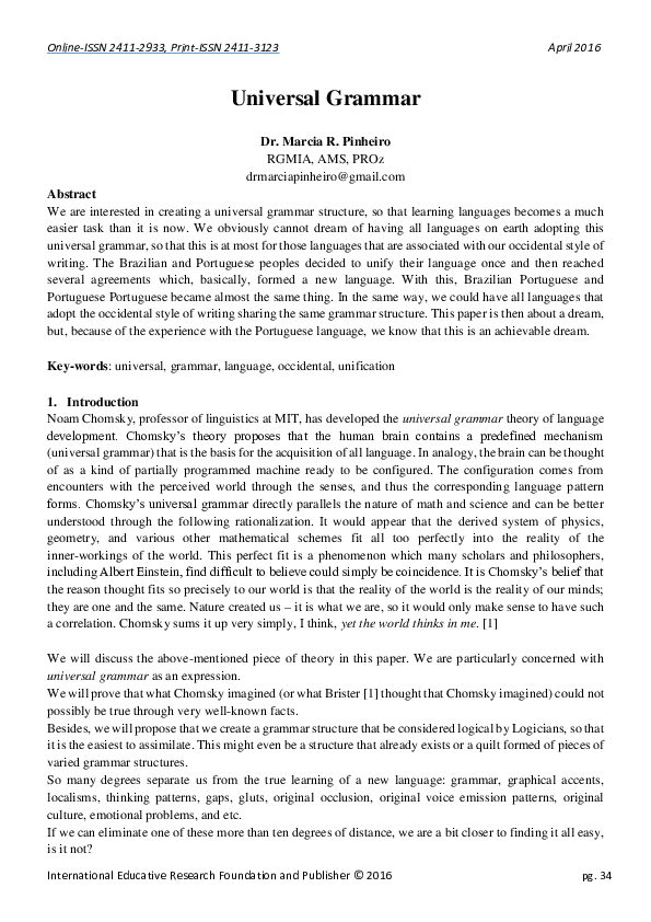 (PDF) Universal Grammar