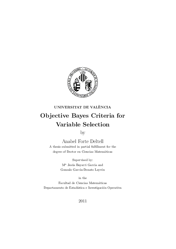 (PDF) Objective bayes criteria for variable selection