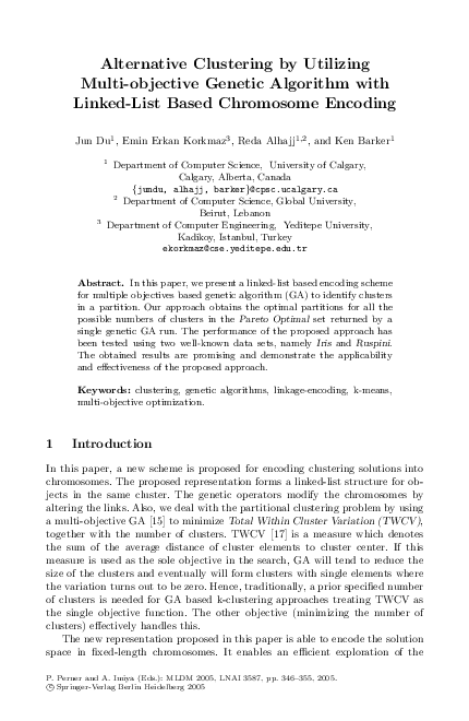 (PDF) Alternative Clustering by Utilizing Multi-objective Genetic Algorithm with Linked-List ...