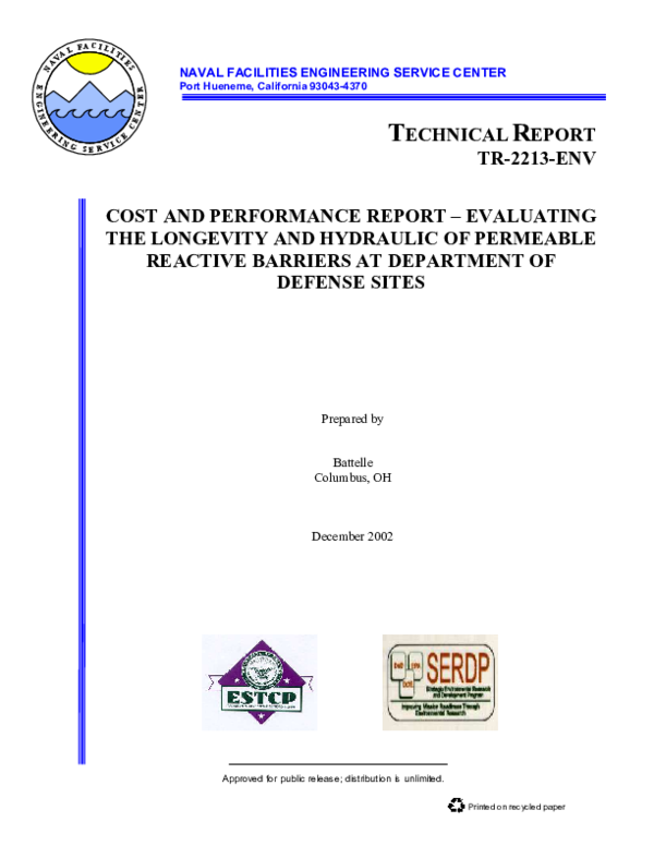 (PDF) Cost and Performance Report - Evaluating the Longevity and ...