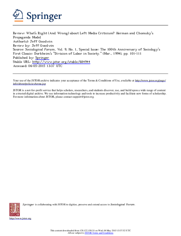 (PDF) What's right (and wrong) about left media criticism? Herman and ...