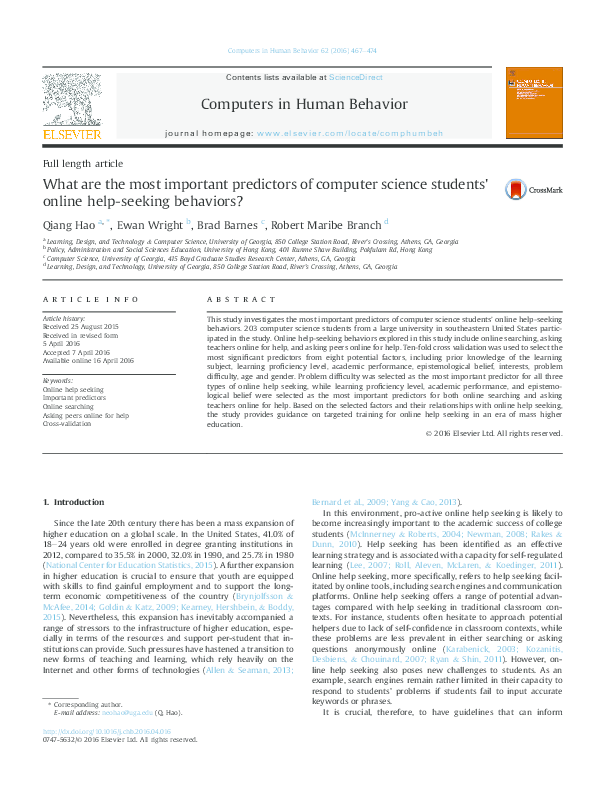 (PDF) What are the most important predictors of computer science ...