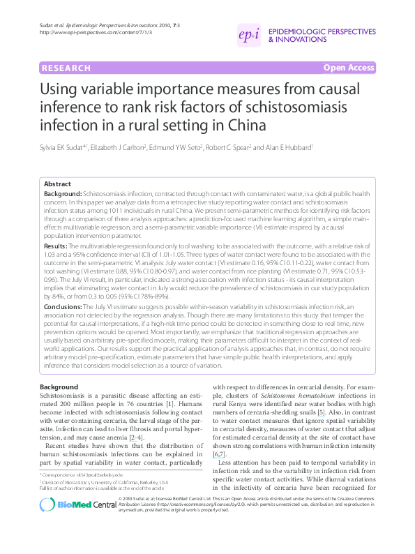 (PDF) Using variable importance measures from causal inference to rank risk factors of ...
