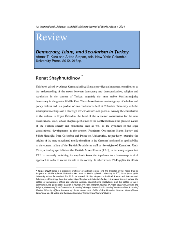 (PDF) Democracy, Islam, and Secularism in Turkey