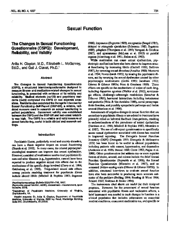 (PDF) The Changes in Sexual Functioning Questionnaire (CSFQ ...