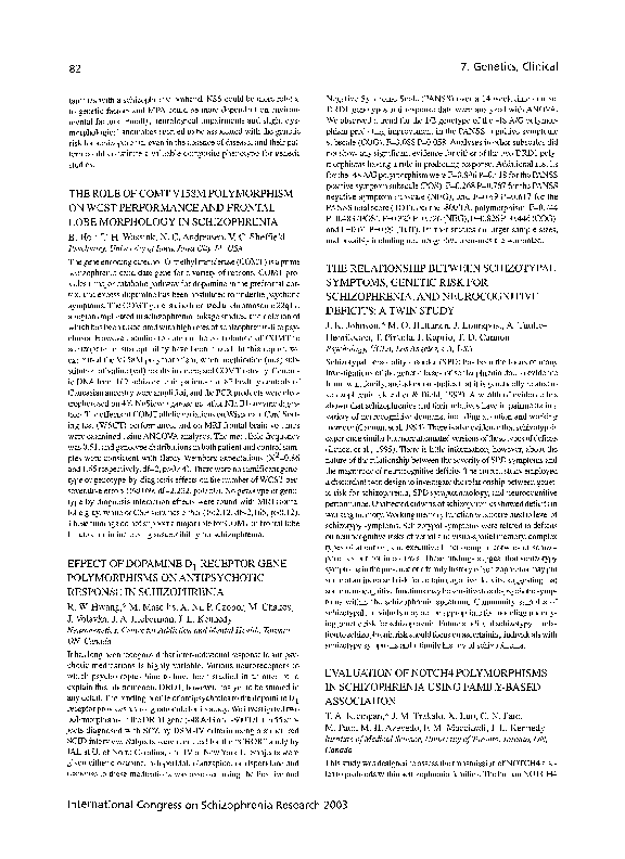 (PDF) The role of COMT V158M polymorphism on WCST performance and ...