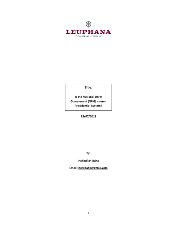 (PDF) Title: Is the National Unity Government of Afghanistan (NUG) a ...