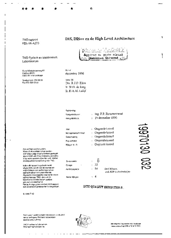 (PDF) DIS, DIS++ and the High Level Architecture (DIS, DIS++ en de High ...