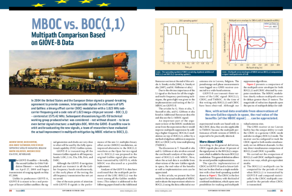 (PDF) MBOC vs BOC(1,1). Multipath comparison based on GIOVE-B data