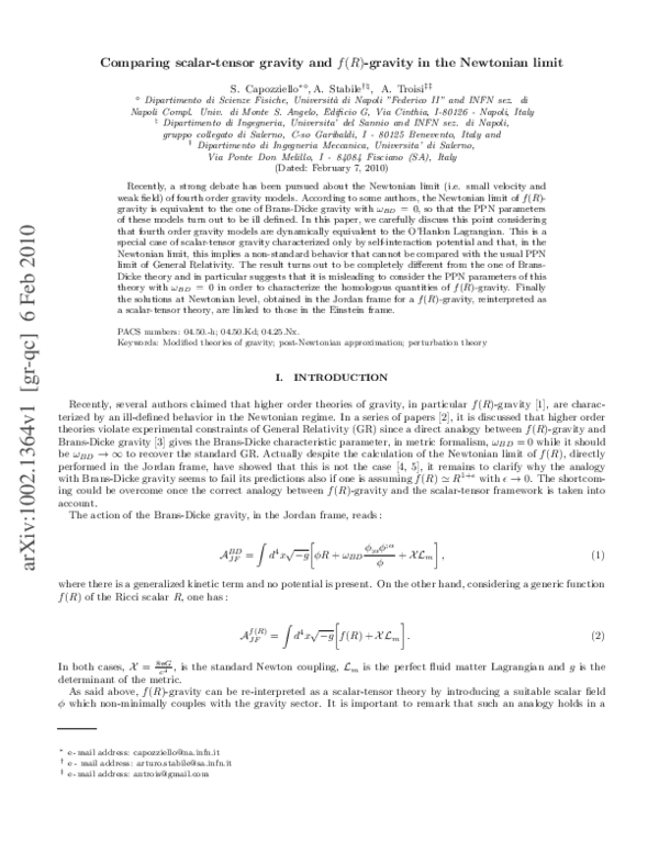 Pdf Comparing Scalar Tensor Gravity And F R Gravity In The