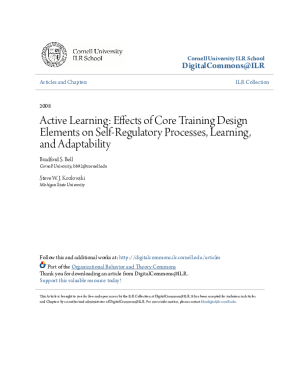 (PDF) Active Learning: Effects of Core Training Design Elements on Self-Regulatory Processes ...