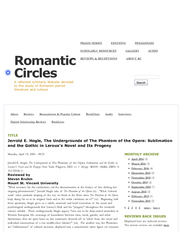 (PDF) Jerrold E. Hogle's The Undergrounds of The Phantom of the Opera ...