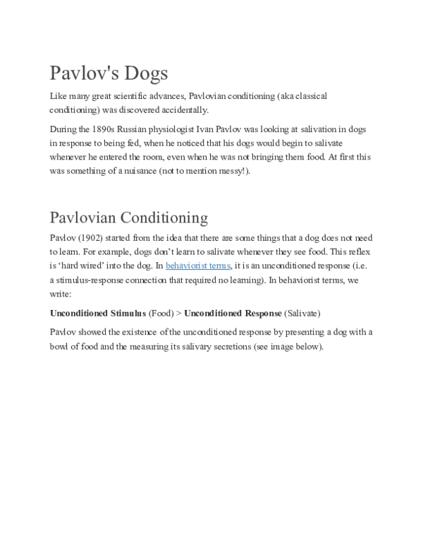 (DOC) Pavlov's Dogs