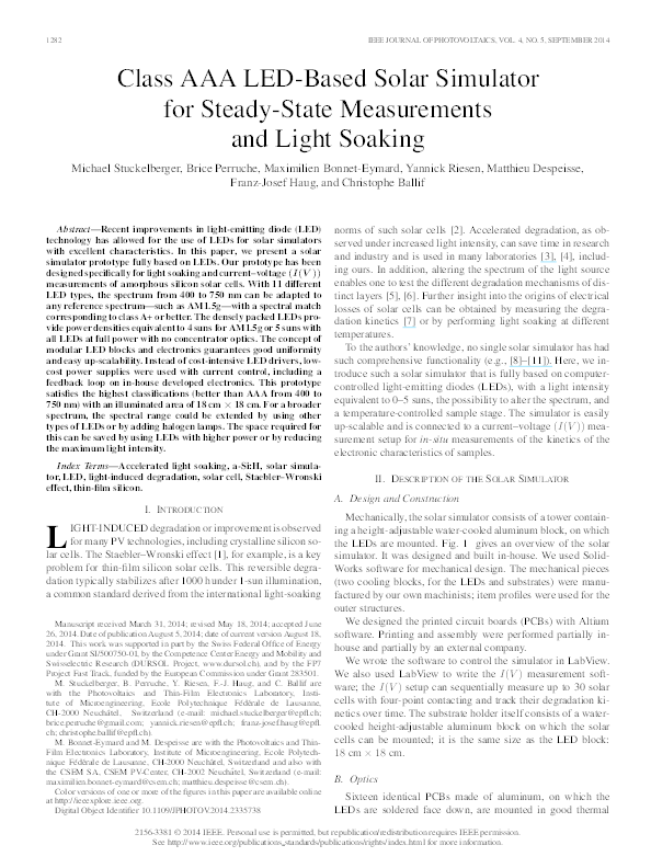 (PDF) Class AAA LED-Based Solar Simulator for Steady-State Measurements ...