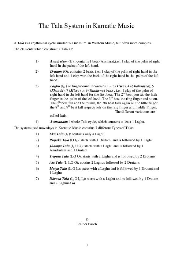 (PDF) The Tala System in Karnatic Music
