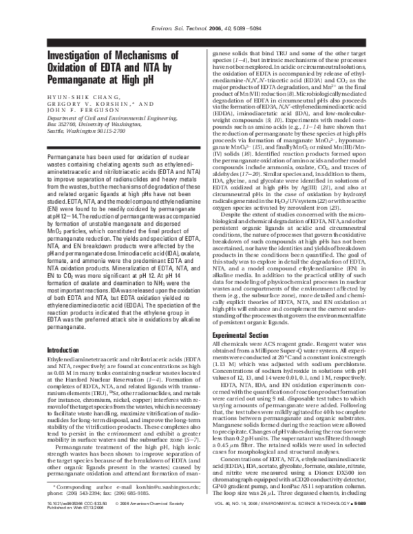 (PDF) Investigation of Mechanisms of Oxidation of EDTA and NTA by ...