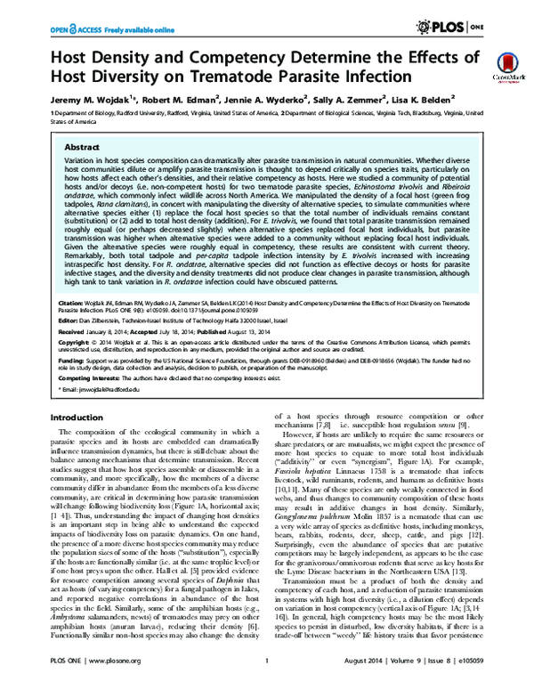 (PDF) Host density and competency determine the effects of host ...