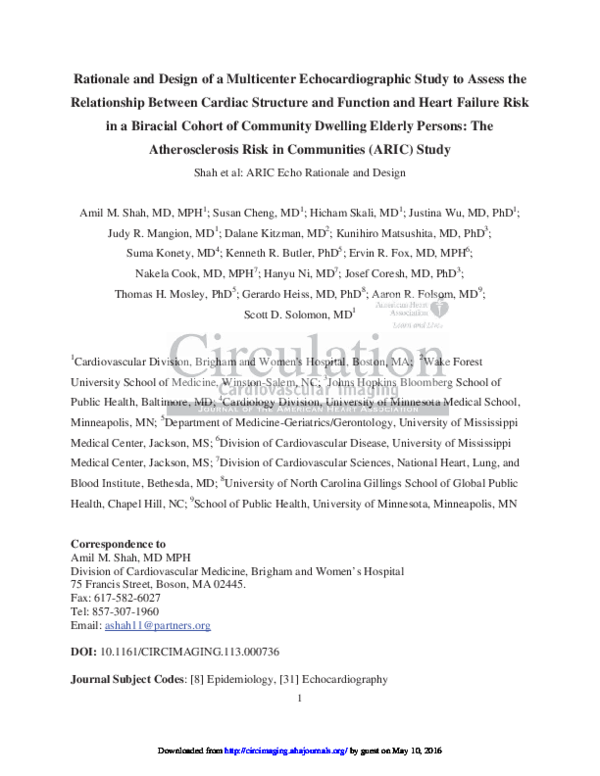 (PDF) Rationale and Design of a Multicenter Echocardiographic Study to ...