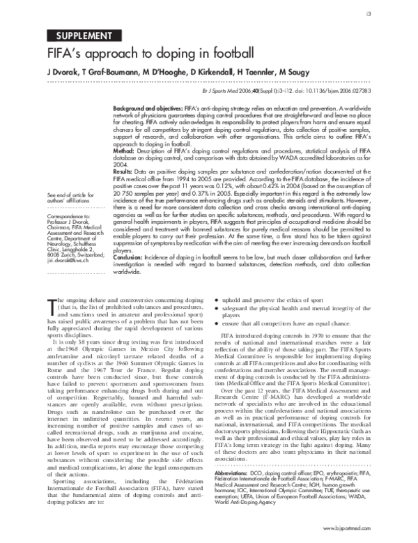(PDF) FIFA's approach to doping in football