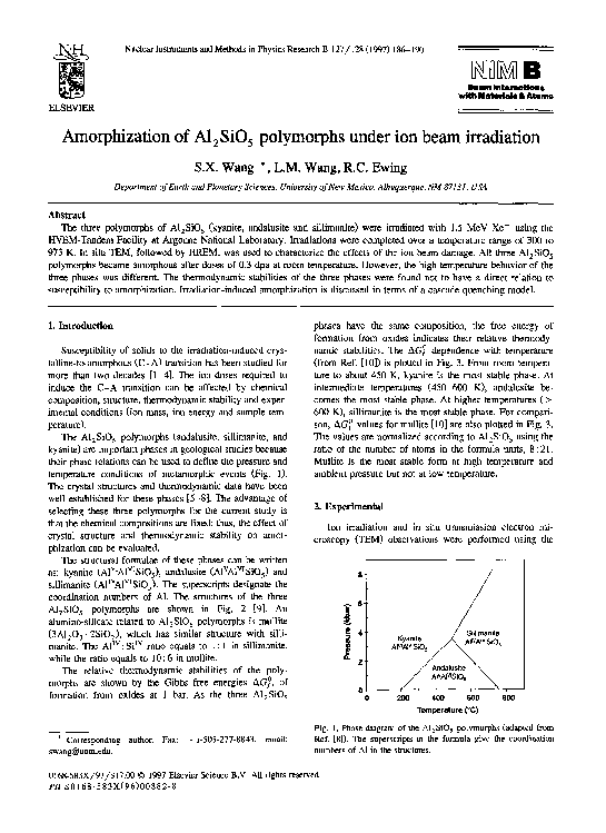 (PDF) Amorphization of Al2SiO5 polymorphs under ion beam irradiation