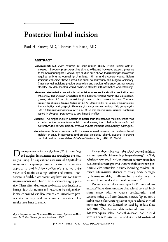 (PDF) Posterior limbal incision | Thomas F Neuhann - Academia.edu