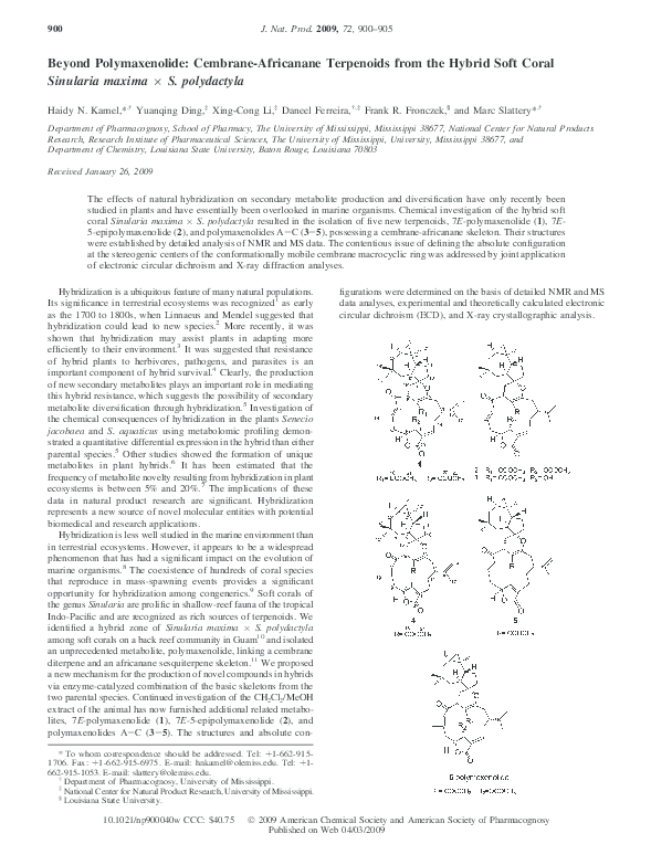 (PDF) Beyond Polymaxenolide: Cembrane-Africanane Terpenoids from the ...