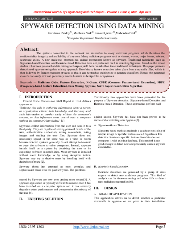 (PDF) SPYWARE DETECTION USING DATA MINING