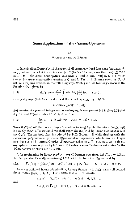 (PDF) Some applications of the Gamma-operators