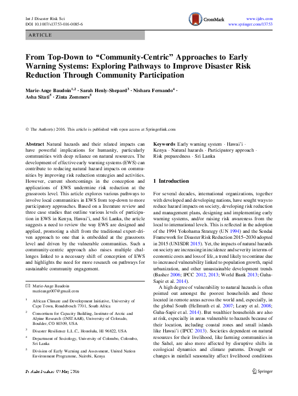 (PDF) From Top-Down to ''Community-Centric'' Approaches to Early ...