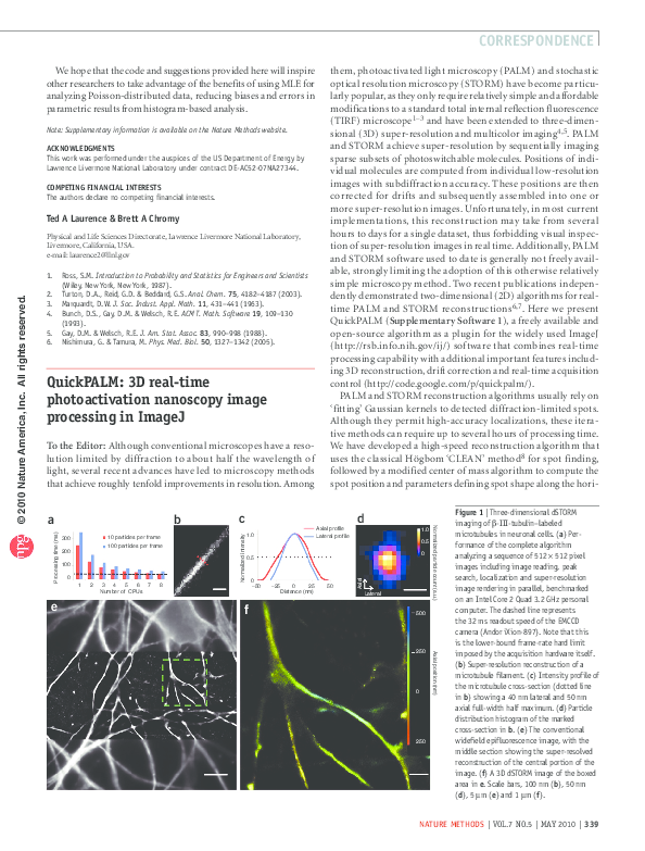 (PDF) QuickPALM: 3D real-time photoactivation nanoscopy image processing in ImageJ