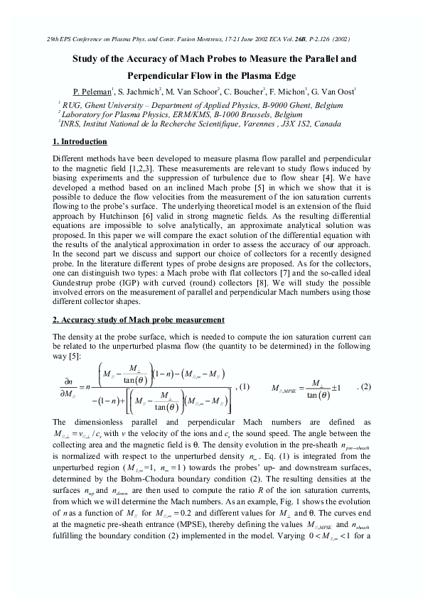 (PDF) Study of the Accuracy of Mach Probes to Measure the Parallel and ...