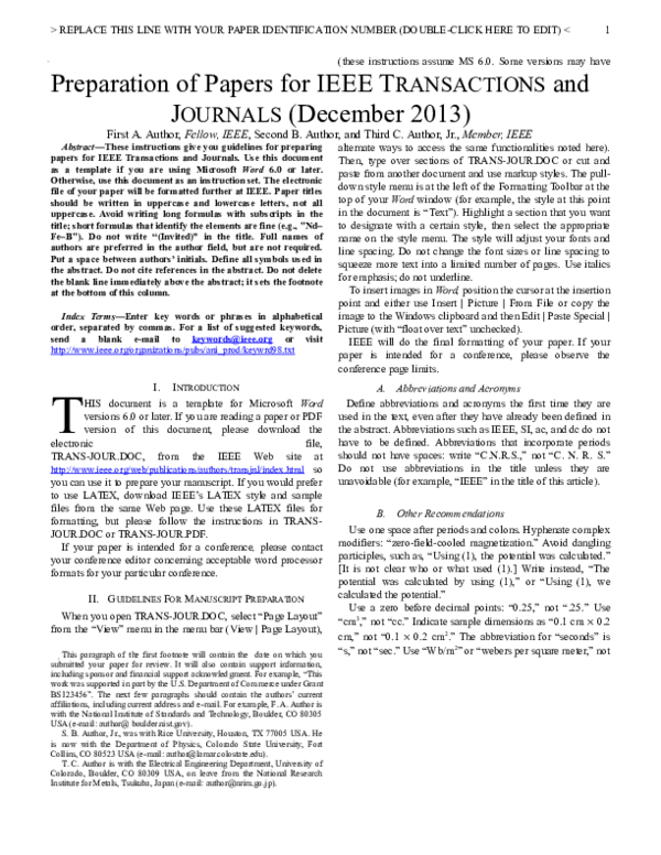 (DOC) Preparation of Papers for IEEE TRANSACTIONS and JOURNALS ...