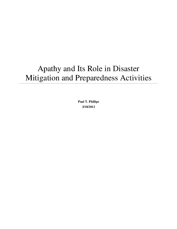(PDF) Apathy and Its Role in Disaster Mitigation and Preparedness ...