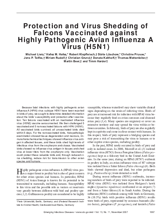 (PDF) Evaluation of a Subunit H5 Vaccine and an Inactivated H5N2 Avian ...