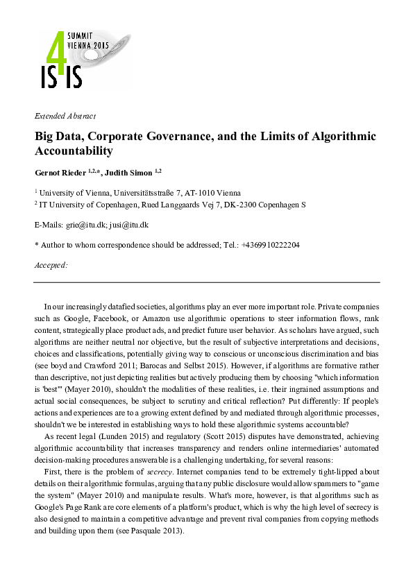 (PDF) Big Data, Corporate Governance, and the Limits of Algorithmic ...