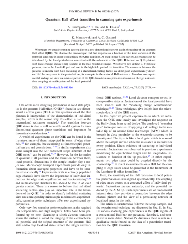 (PDF) Quantum Hall effect transition in scanning gate experiments