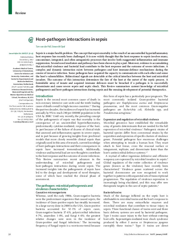 (PDF) Host–pathogen interactions in sepsis
