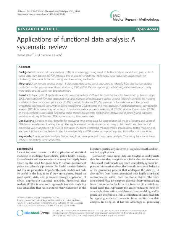 (PDF) Applications of functional data analysis: A systematic review