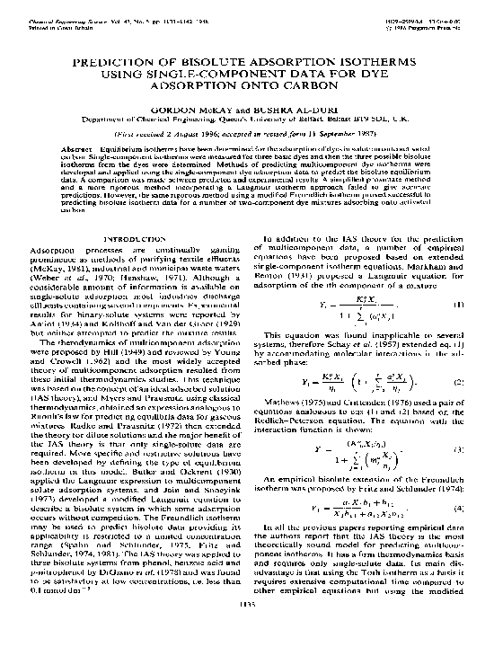 (PDF) Prediction of bisolute adsorption isotherms using single ... (PDF) Prediction of bisolute adsorption isotherms using single ...