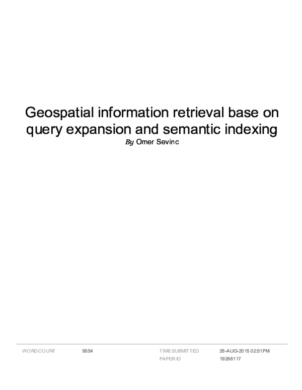 (PDF) Geospatial information retrieval base on query expansion and semantic indexing
