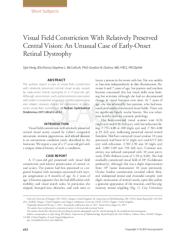 (PDF) Visual Field Constriction With Relatively Preserved Central ...