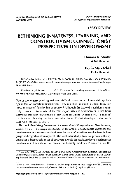 (PDF) Rethinking innateness, learning, and constructivism ...