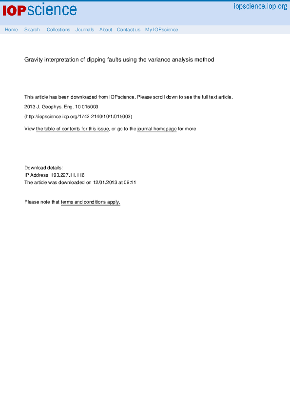 (PDF) Gravity interpretation of dipping faults using the variance analysis method