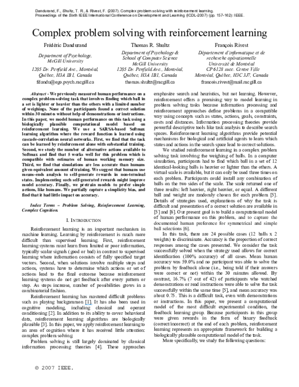 (PDF) Complex problem solving with reinforcement learning (PDF) Complex problem solving with reinforcement learning