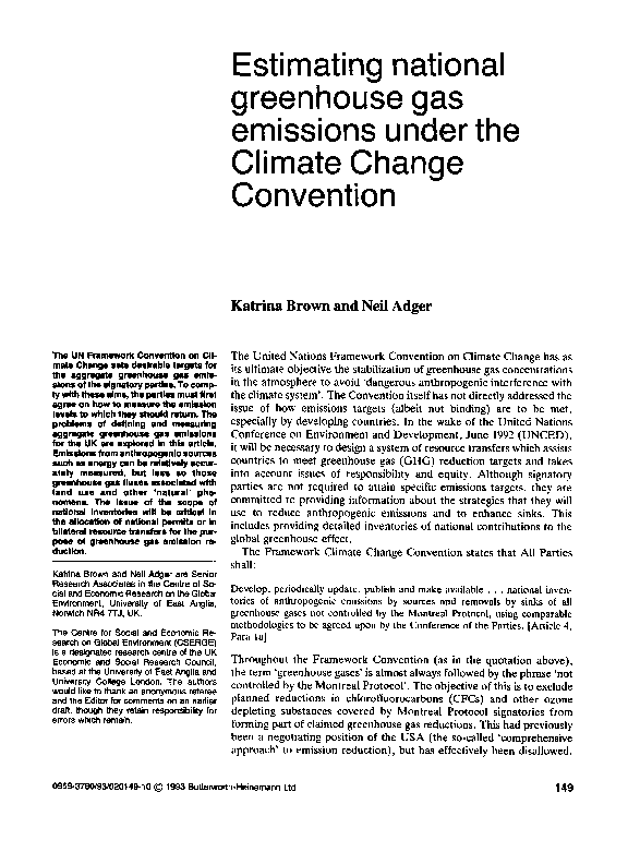(PDF) Estimating national greenhouse gas emissions under the climate ...